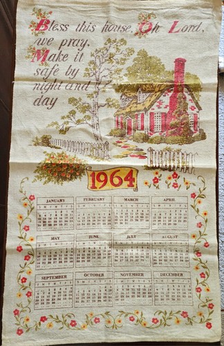 1964 Linen Calendar-Towel-Bless This House Vintage | eBay