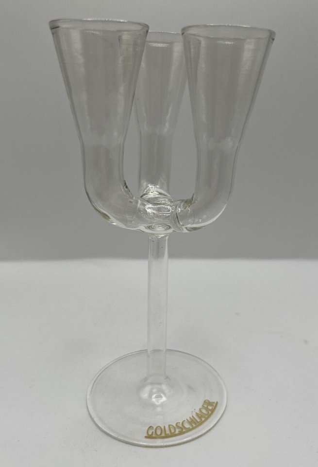 Goldschlager Triple Flute Long Stem Shot Cordial Glass Swiss Vintage | eBay