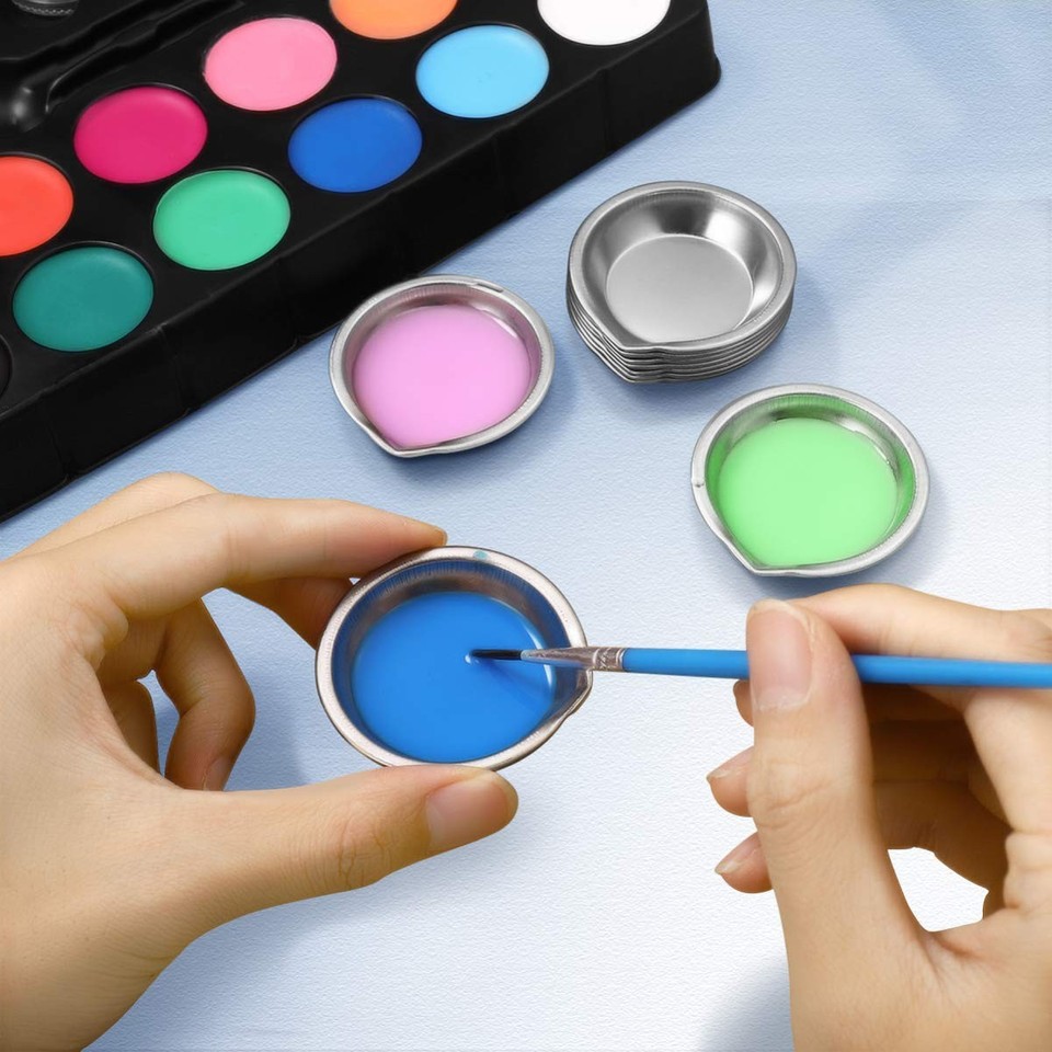 12 PCS Stainless Steel Painting Color Palette, with Mouth 2 inch ...