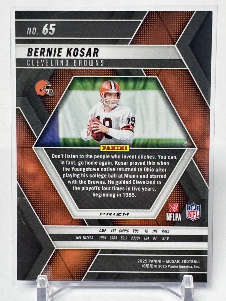 2025 Panini Mosaic #65 Bernie Kosar Purple Scope Prizm COSTCO Browns | eBay