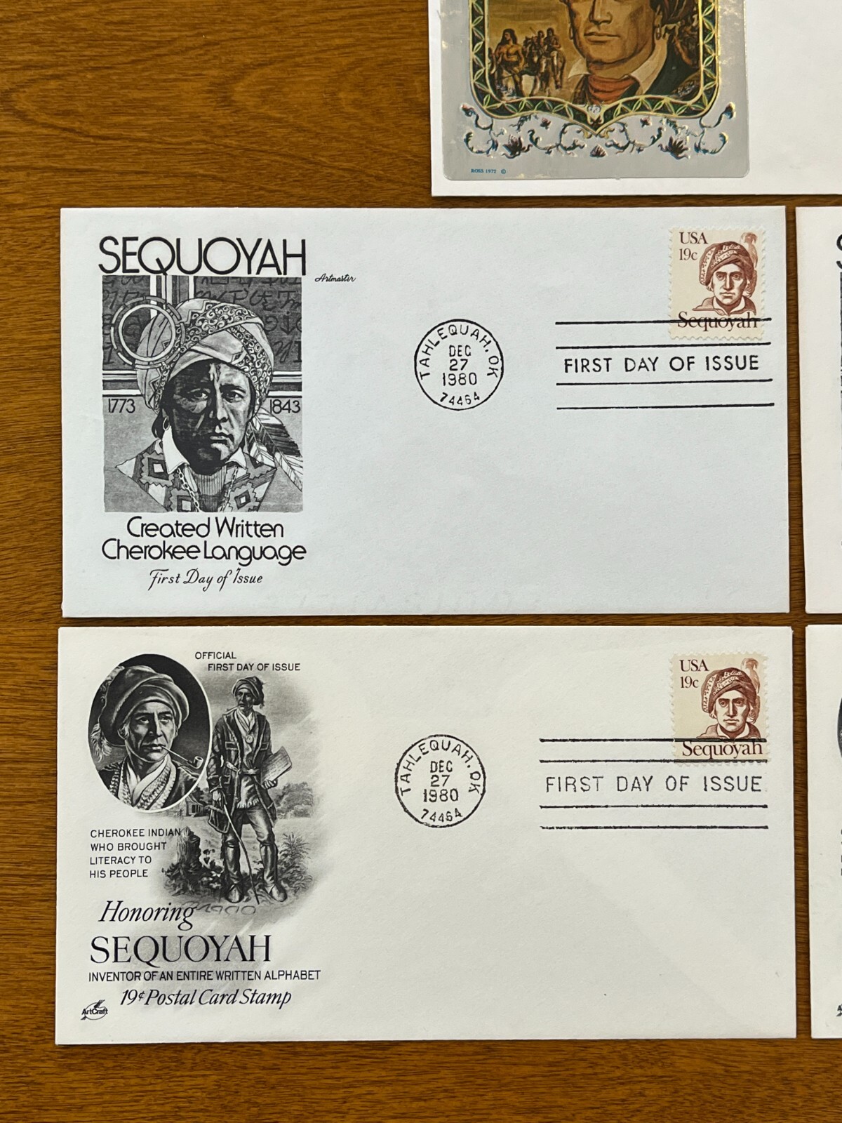 (5) #1859 SEQUOYAH CHEROKEE FDC (ROSS SILVER FOIL 49/500) ARTMASTER ...
