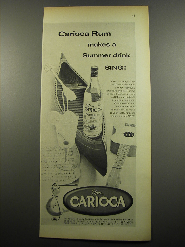 1955 Ron Carioca Rum Ad - Carioca Rum makes a summer rink sing | eBay
