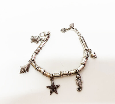 Brighton Link Silver Sea Shells Turtle Seahorse Starfish Tropical Charm ...
