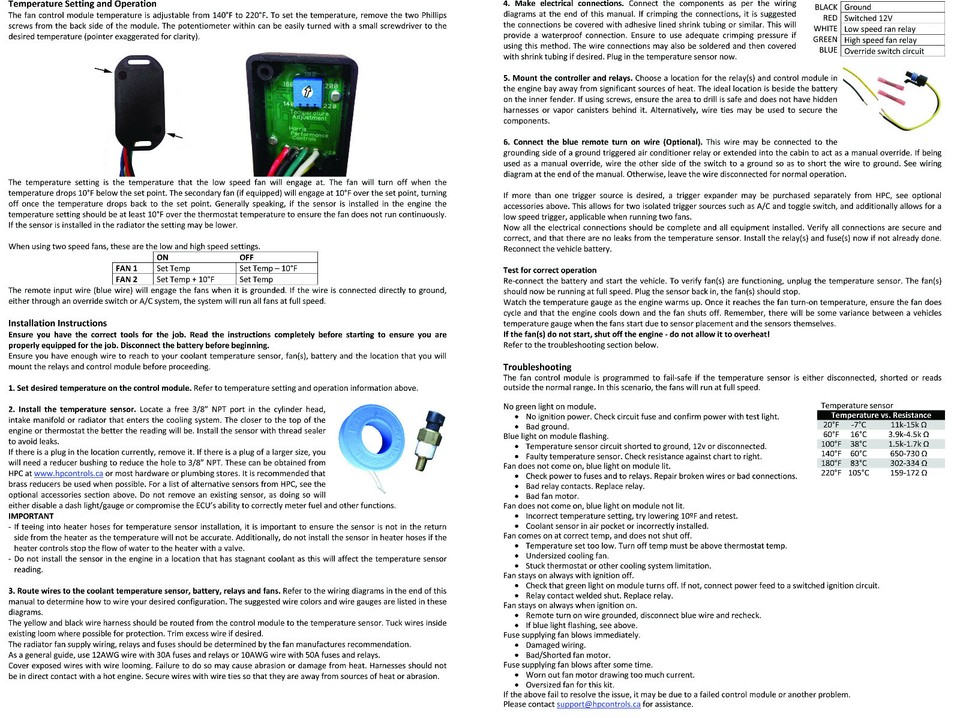 Electric Adjustable Radiator Fan Controller with 12mm Thread Sensor | eBay