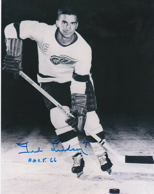 Ted Lindsay SIGNED Detroit Red Wings HOF 66 SIGNED Autographed 8x10 w ...