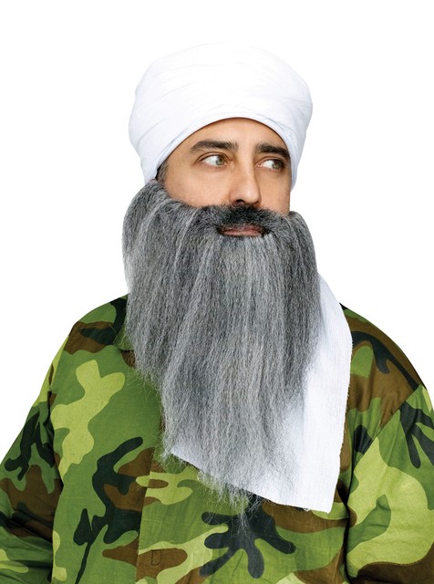 Osama Bin Laden Terrorist White Turban Beard Mustache Instant Costume ...