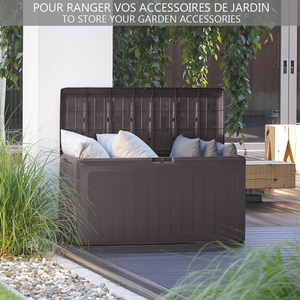 Garden Storage Box,280 L Boxes Waterproof Outside Lockable Cushion ...