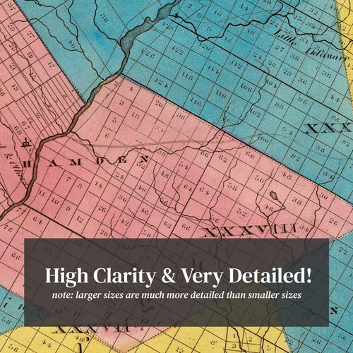 Old Map of Delaware County, NY 1829 - Vintage New York Art | eBay