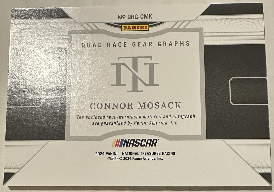 2024 NATIONAL TREASURES RACING QUAD RACE GEAR GRAPHS CONNER MOSACK AUTO ...
