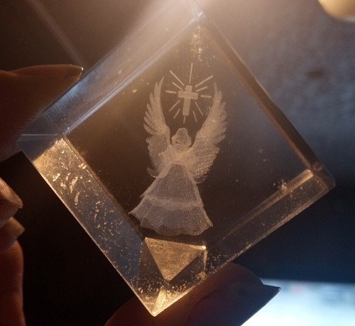 Crystal Glass Cube Angel Paperweight | eBay