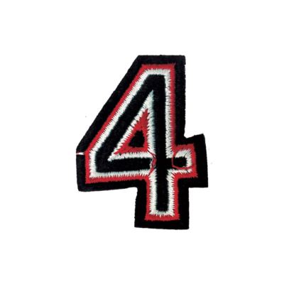 Black And Red Number Four (Iron On) Embroidery Applique Patch Sew Iron ...