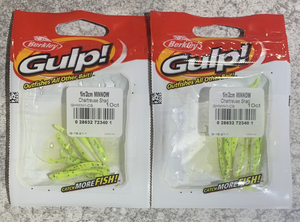 2 Packs Berkley Gulp! Ice Fishing 1” Minnow Chartreuse Shad | eBay