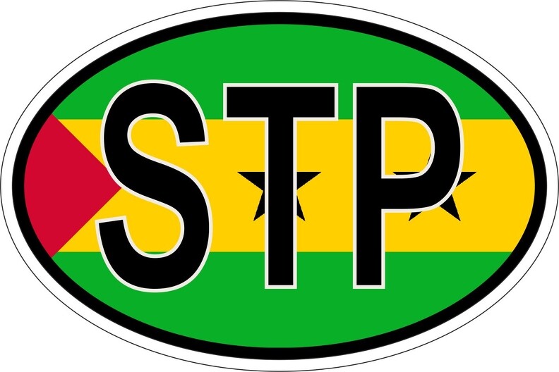 Sticker oval flag vinyl country code STP sao tome principe | eBay