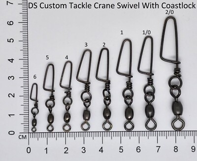 Coastlock Crane Fishing Snap Clip Swivel 50 pcs size 2/0 to 6 | eBay