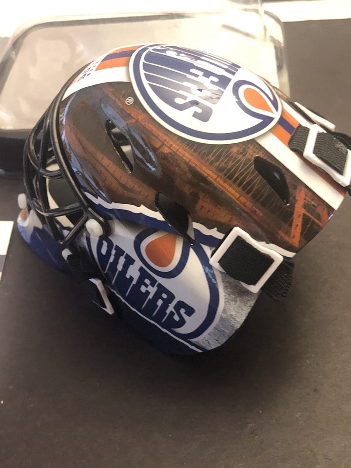 JSA ANDY MOOG “3X SCC” AUTOGRAPHED EDMONTON OILERS SIGNED MINI GOALIE ...