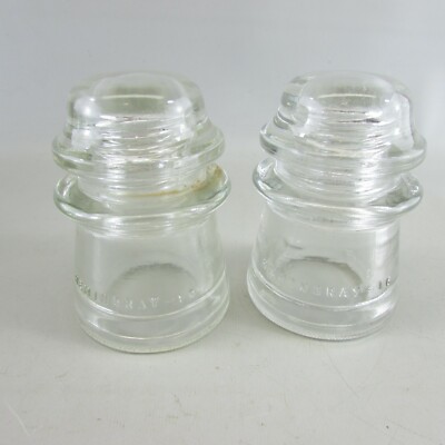 Lot of 2 Hemingray 16 Clear Glass insulators railroad | MANY AVAILABLE ...