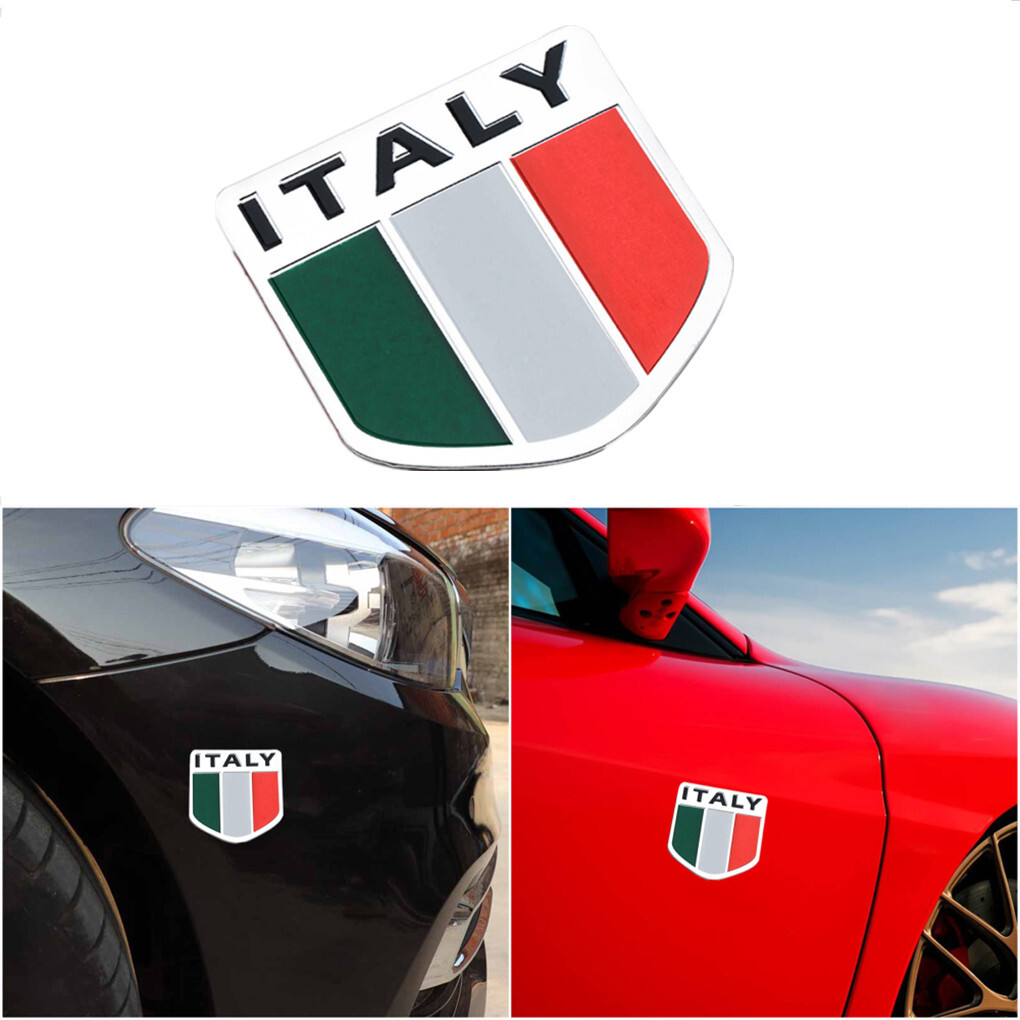 2Pcs Italy Flag Car Stickers Italian Logo Metal Emblem Badge Decal ...