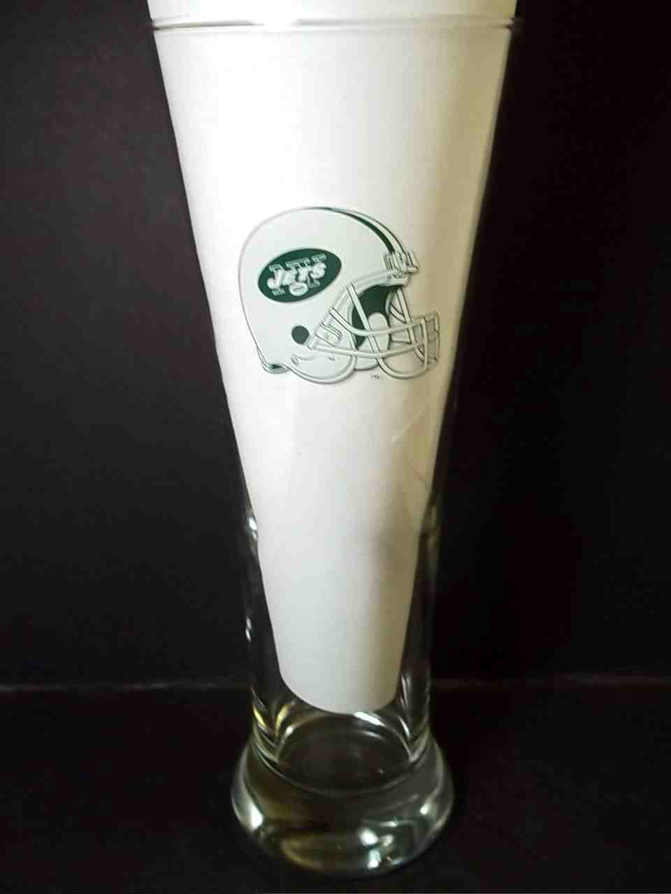 Miller Lite Beer pilsner NFL NY JETS helmet logo 8" 14 oz | eBay
