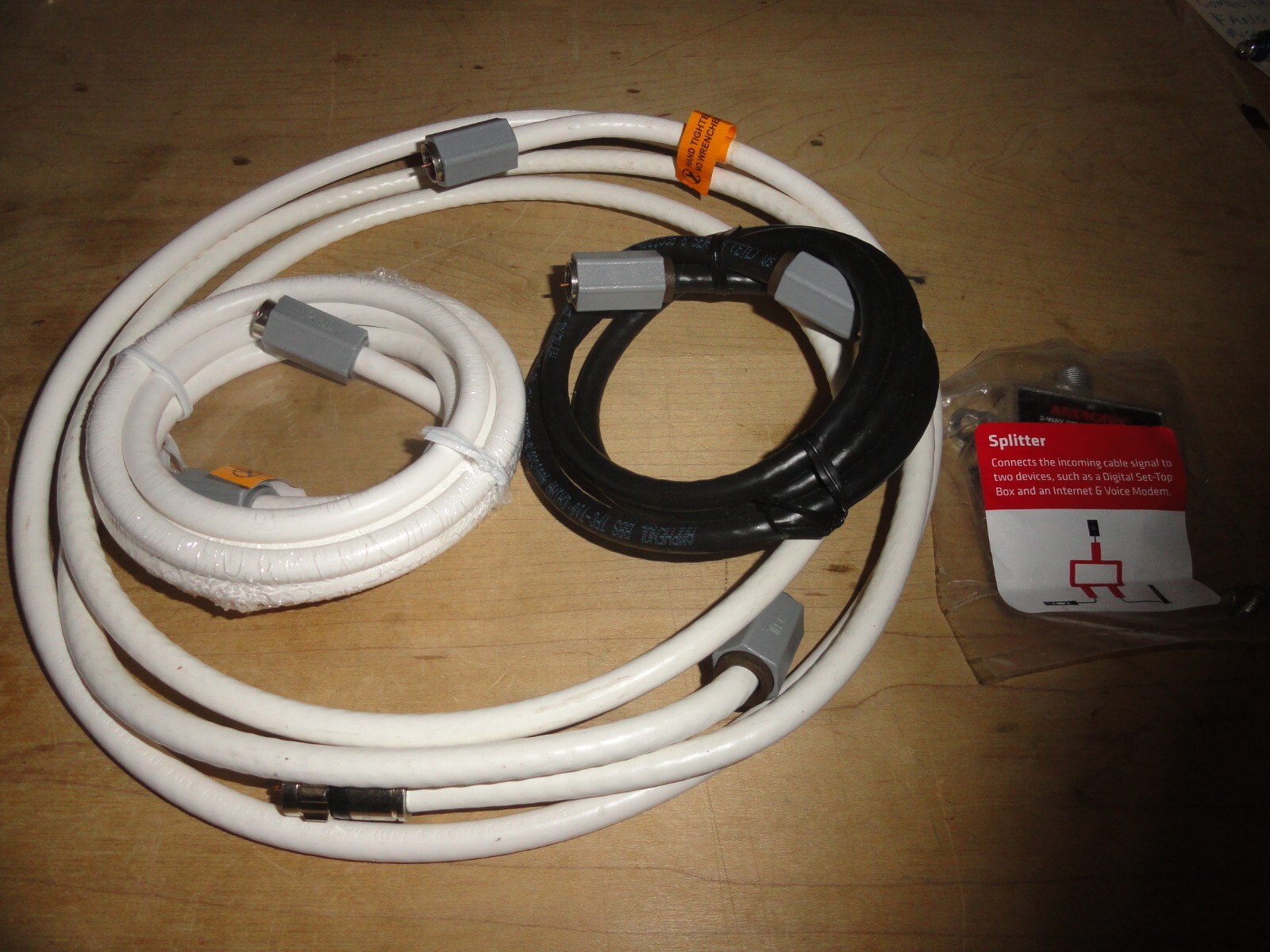 COAX CABLE WIRE PLUS SPLITTER – LOT OF 4 WIRES - NEW | eBay