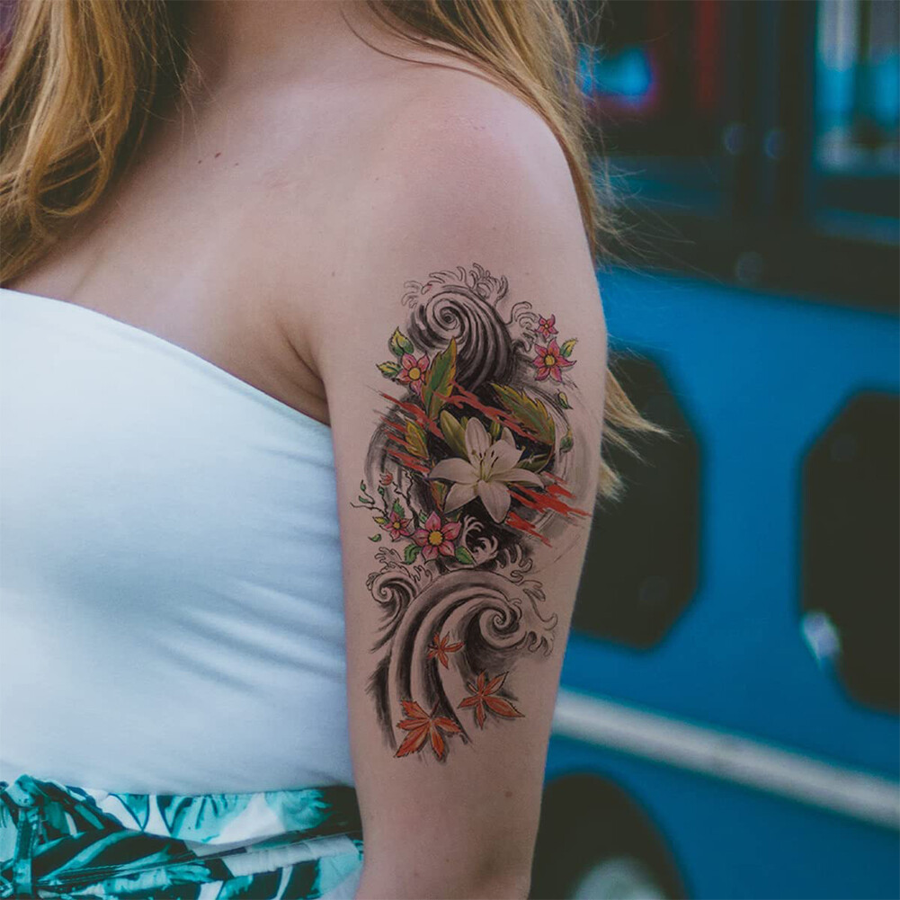 8pcs Waterproof Tattoo Stickers Colourful Disposable Shoulder Tattoos ...