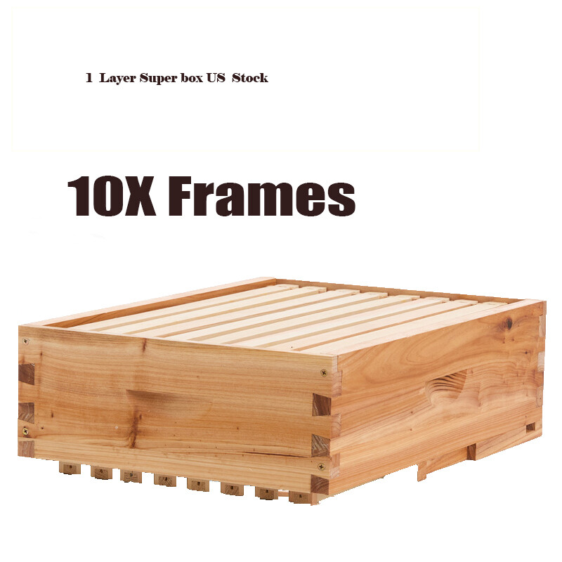 1 Layer Beehive Super Box Deep 10 Frame Wax Langstroth Beekeeping & 10X ...
