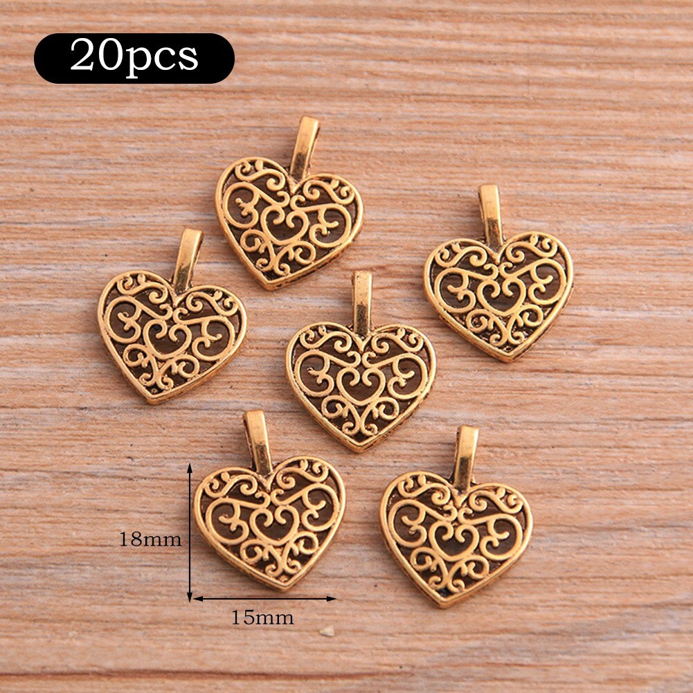 Assorted Color Vintage Metal Heart Charms for DIY For Jewelry Pack of ...