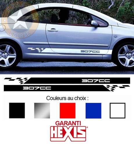 2 X BANDES LATERALES POUR PEUGEOT 307CC 307 CC AUTOCOLLANT STICKER ...