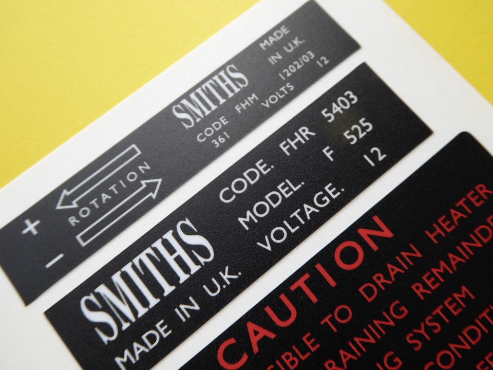 MGB Vintage early retro heater box fan motor stickers decals SMITHS ...