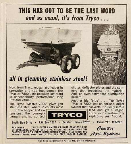 1968 AD.(XH85)~TRYCO CO. DECATUR, ILL. TRYCO “MASTER 7800” FIELD ...