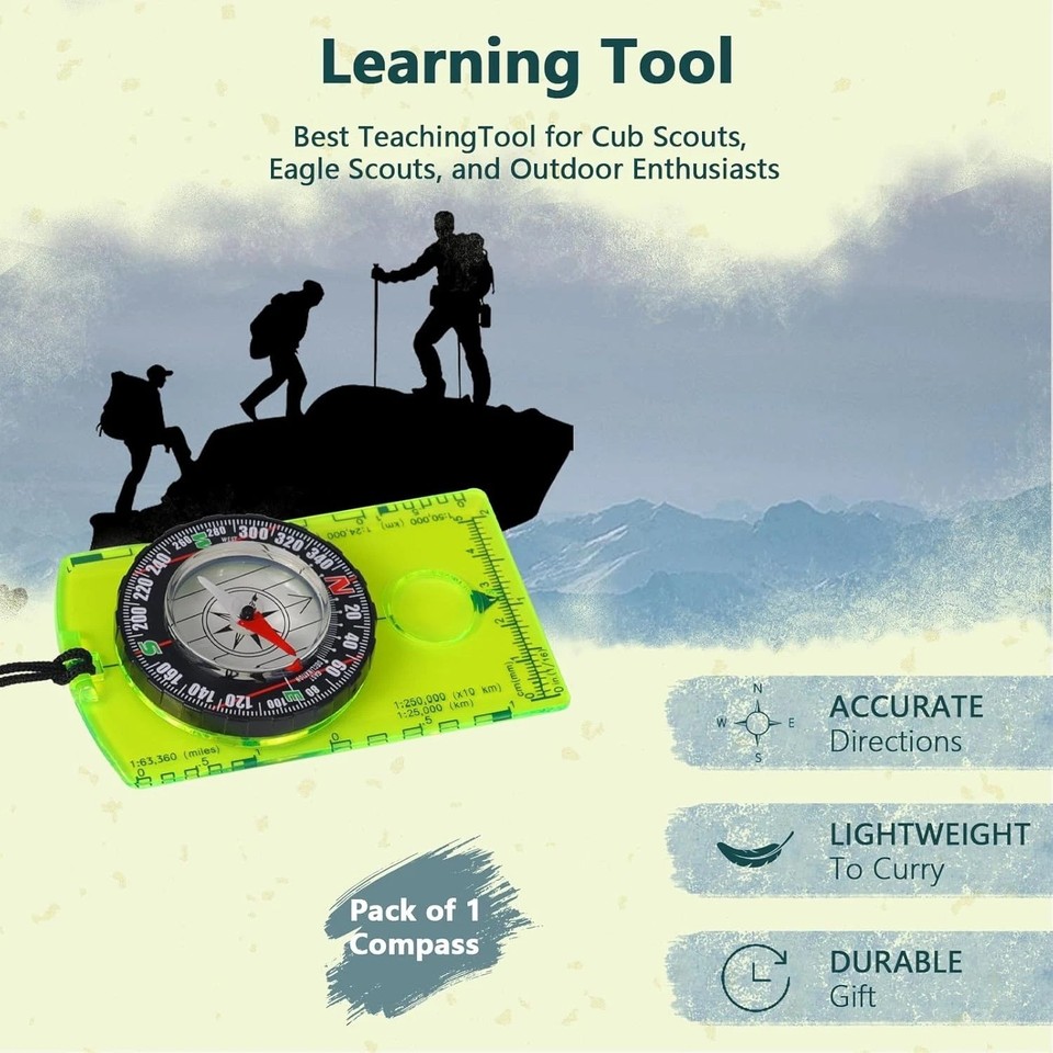 Orienteering Compass for Hiking Survival, Hiking Backpacking Compass ...