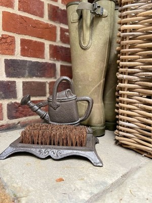Cast Iron Watering Can Boot Scraper Brush Shoe Welly Boot Cleaner ...