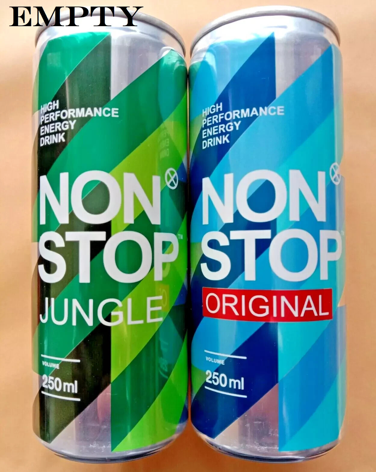 NON STOP Energy Drink – 2 Empty Cans 250ml Ukraine 2021 Open Bottom | eBay