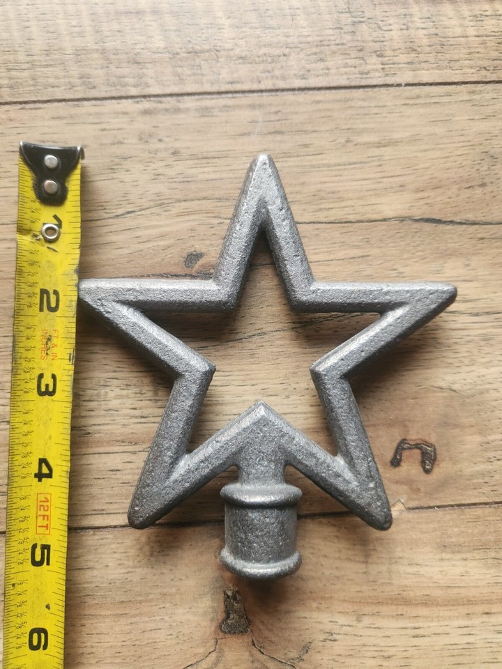 Vintage Cast Iron Star Flag Post ,fence,railing, topper, flag pole ...
