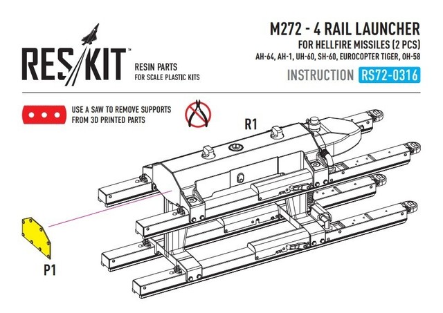 ResKit 72-0316 M272 - 4 Rail Launcher for Hellfire missiles (2 pcs) 1/ ...