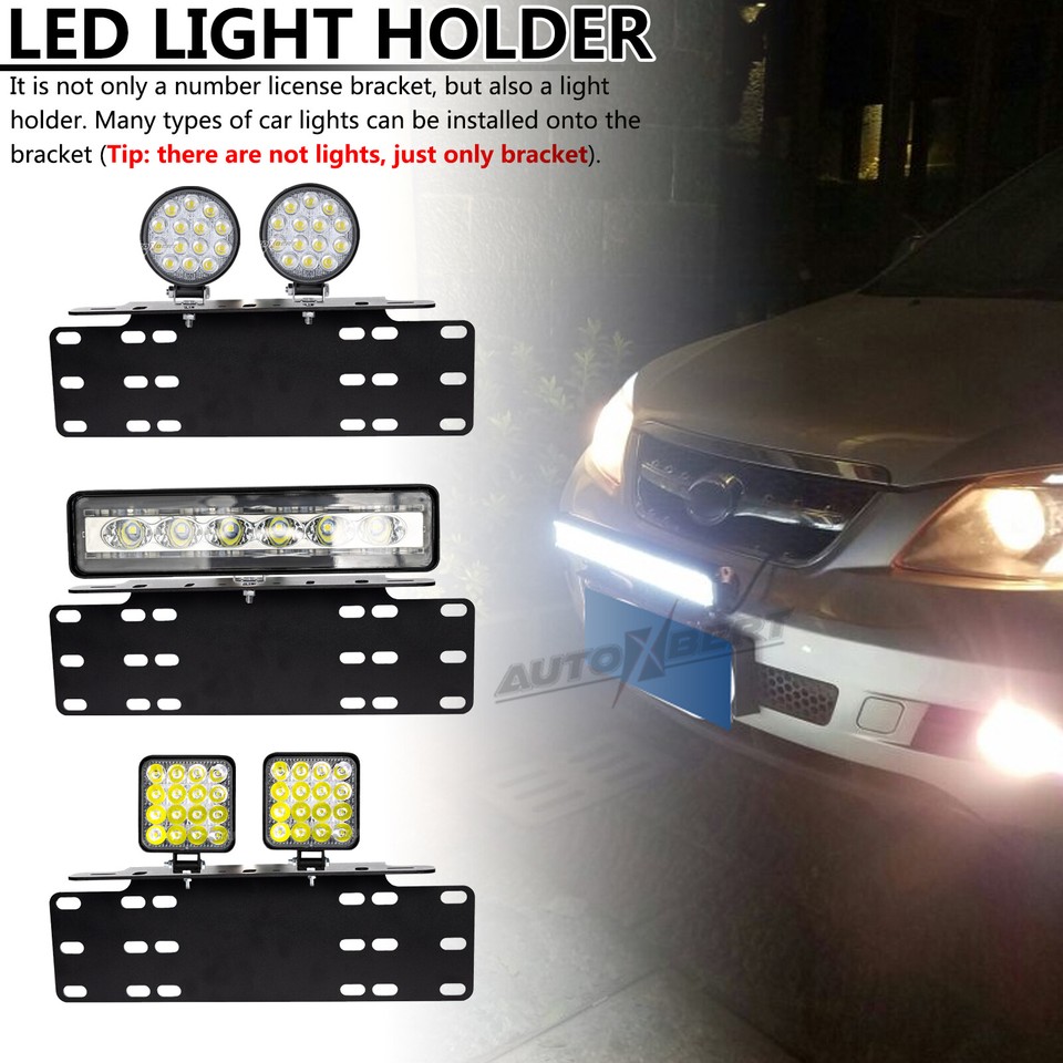 Car License Plate Bracket Light Bar Work LED Lights Front Bumper Holder ...