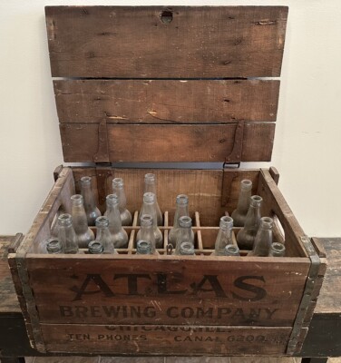 Vintage 20s 30s ATLAS BREWING CO Pre Prohibition Wood Beer Crate ...