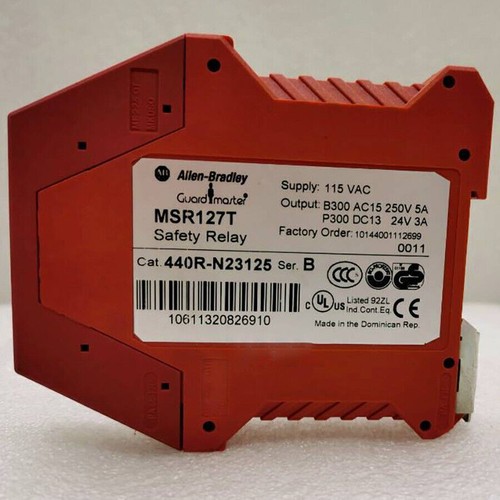 Allen Bradley MSR127T 115V 5A Safety Relay 440R-N23125 Guard master ...