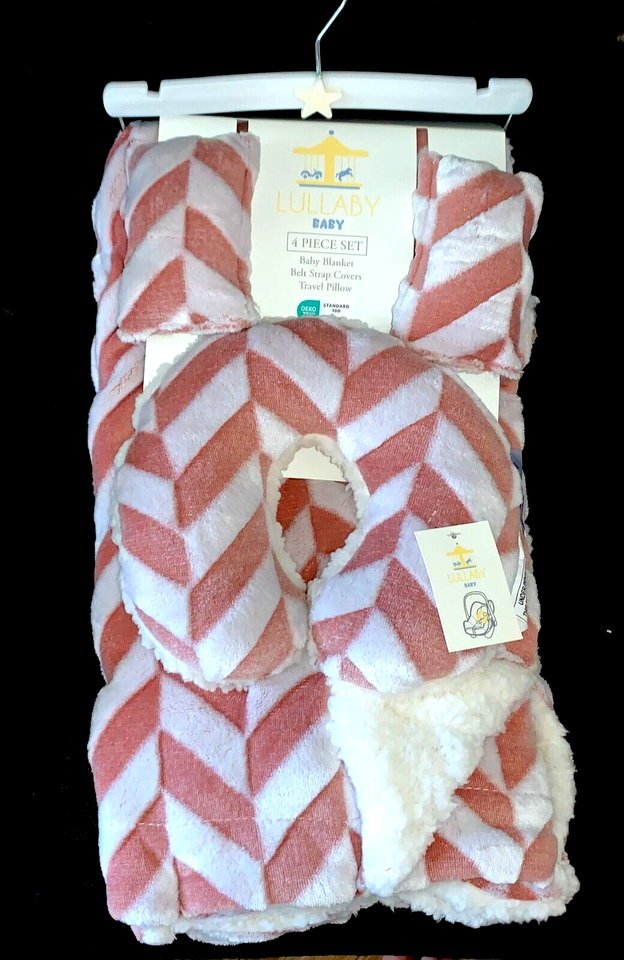 New!! Baby Girls "Lullaby Baby" 4 pc BLANKET/Pillow SET sz 30" x 40 ...