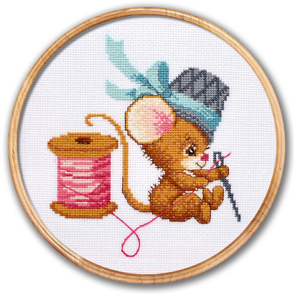 Seamstress Mouse Cross Stitch Kit Easy Counted Pattern DIY Beginners ...