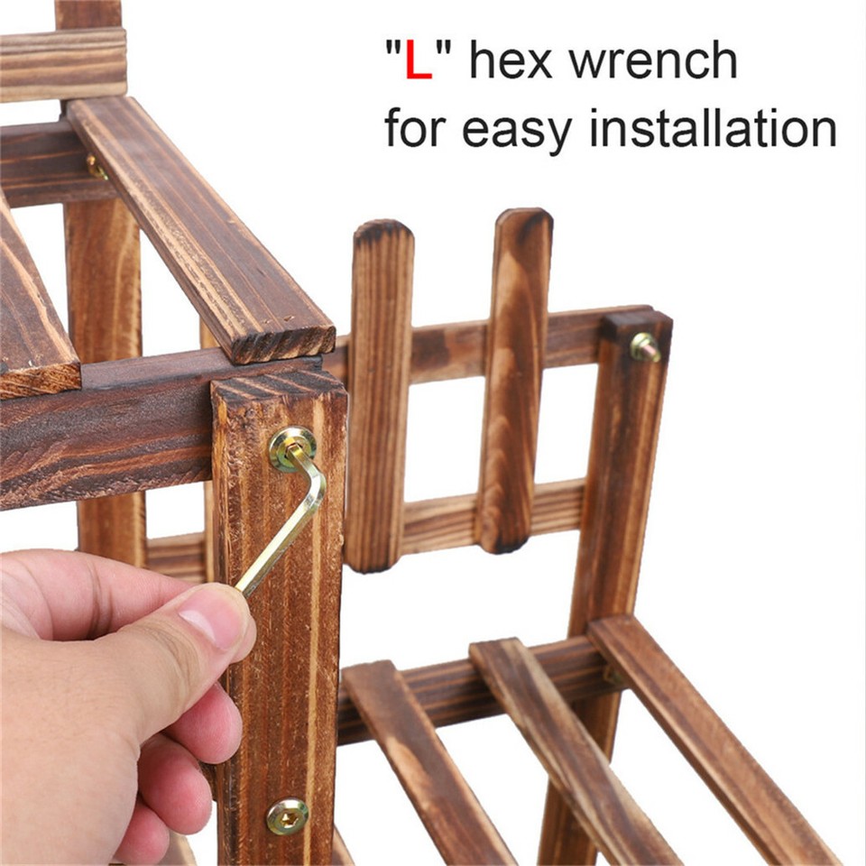 Multi-tiers Wood Plant Stand Corner Ladder Flower Rack Display Shelf In ...