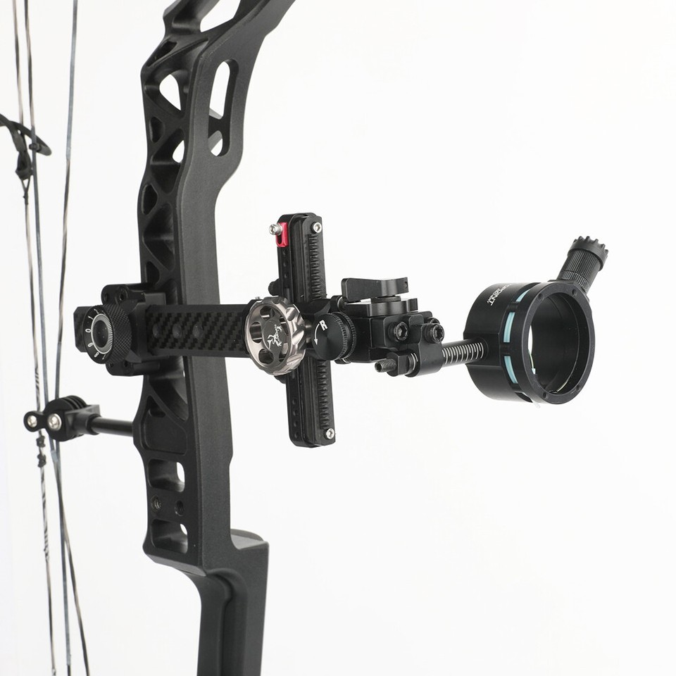 1 Pin Compound Bow Sight Carbon 4X 6X 8X Lens 0.019" Adjustable Archery ...