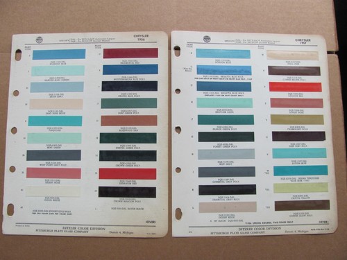 1956 1957 Chrysler Color Paint Chip Sheet Lot | eBay