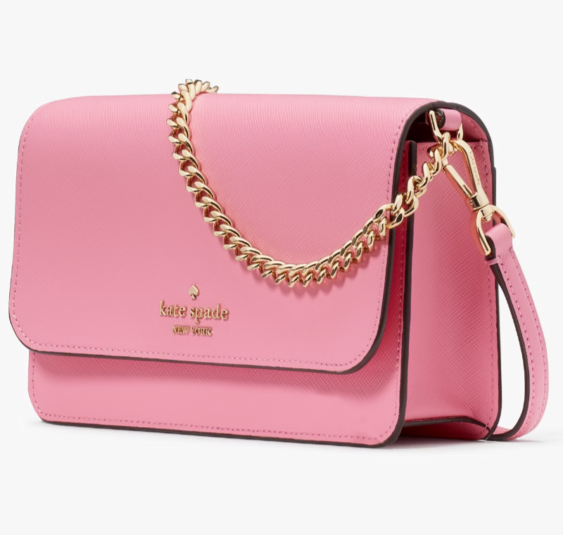Kate Spade Madison Flap Crossbody Bag Pink Leather Chain Purse KC586 ...