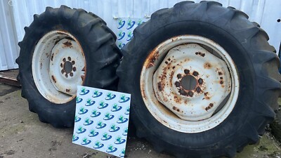 Pair of County 1164 Tractor 8 Stud Tyres & Rims 16.9 30R Ford 4000 5000 ...