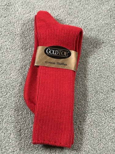 NEW Vintage Gold Toe Socks Cotton Fluffies RED #565S Men's Crew 2000 ...