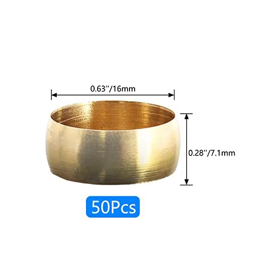 50PCS Brass Compression Sleeves Ferrules 5/8 (16Mm) Tube OD Metals ...