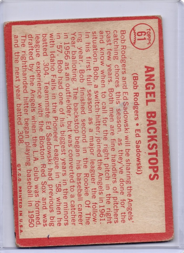1964 Topps #61 Angel Backstops | eBay