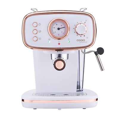 Cooks Professional Retro Barista Coffee Machine Maker 15 Bar 1150W ...