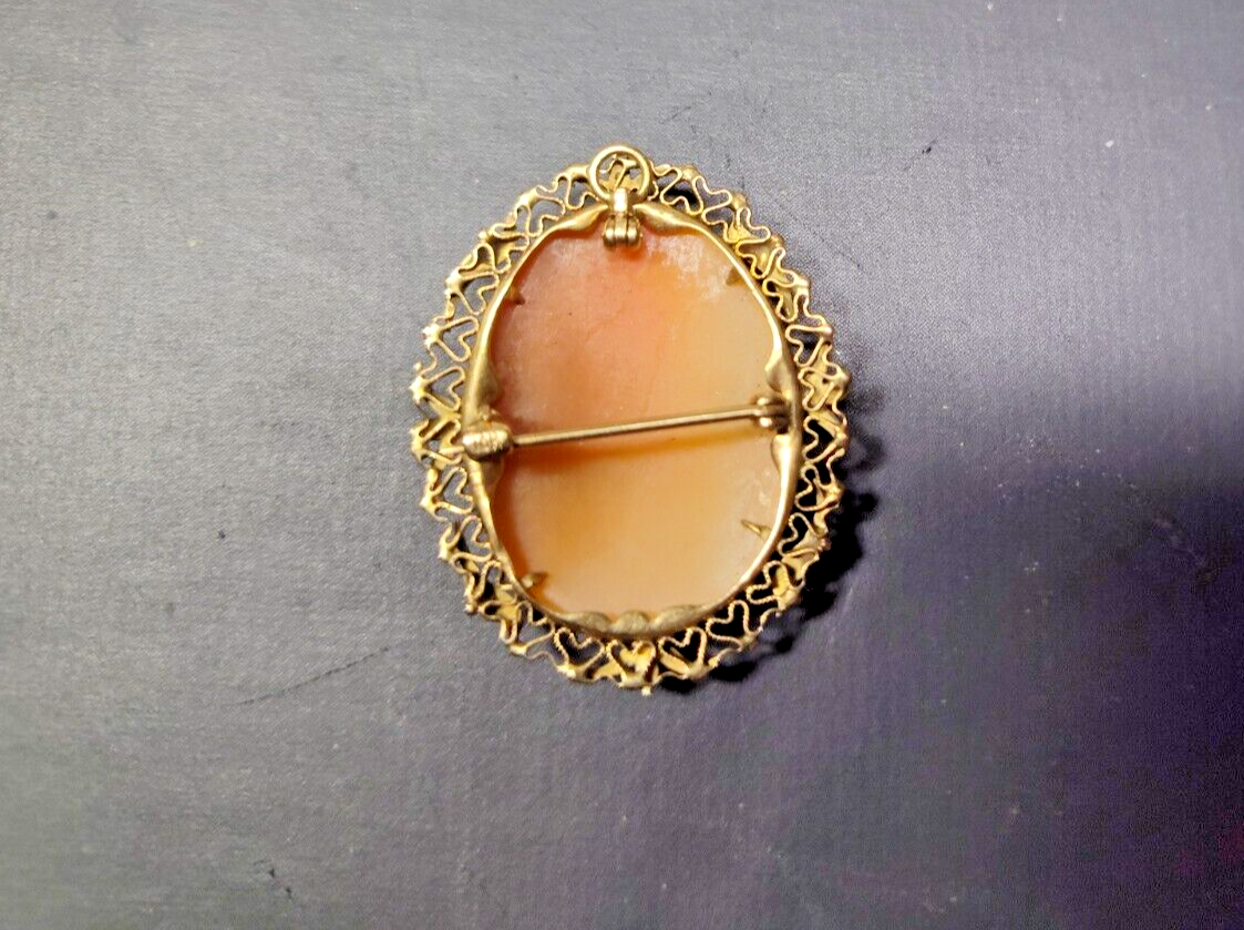 10K Gold Exquisite Shell Cameo Brooch/Pendant Antique Victorian Hand ...