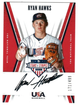 2019 PANINI USA BASEBALL STARS & STRIPES RYAN HAWKS 18U AUTO 171/499 ...